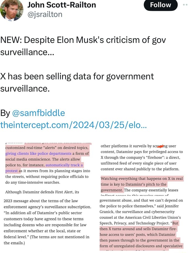 John Scott-Railton Follow @jsrailton NEW: Despite Elon Musk's criticism ...