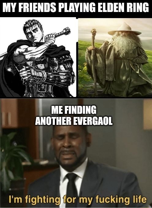 MY FRIENDS PLAYING ELDEN RING ME FINDING ANOTHER EVERGAOL I'm fighting for my fucking life ...