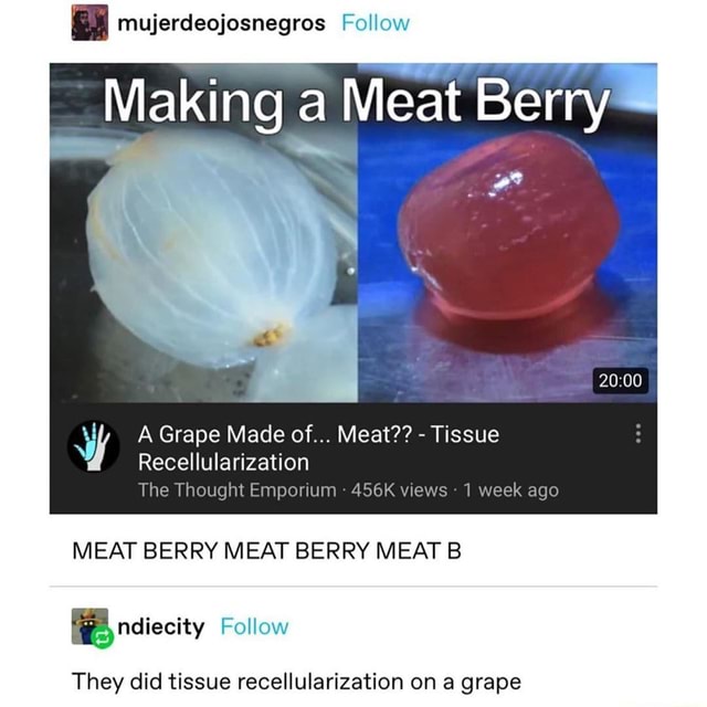 Mujerdeojosnegros Follow Making a Meat Berry A Grape Made of... Meat ...