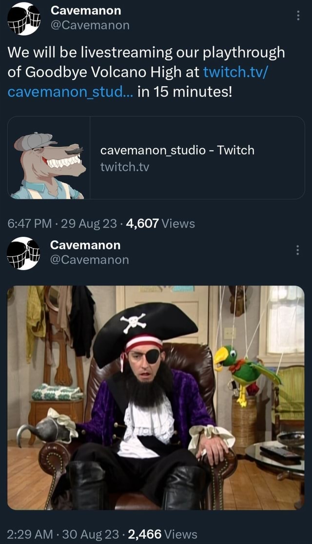 Cavemanon @Cavemanon We will be livestreaming our playthrough of ...