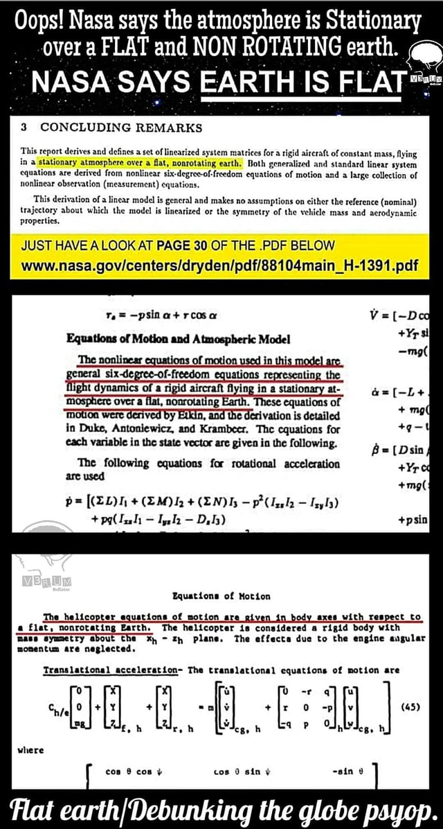 Oops! Nasa says the atmosphere is Stationary over a FLAT and NON ...