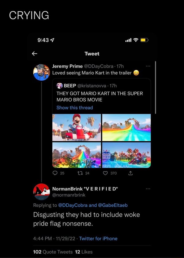 CRYING Tweet Jeremy Prime @DDayCobra: Loved seeing Mario Kart in the ...