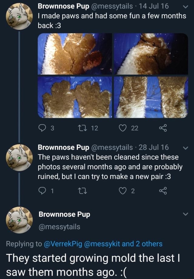 4 Pup @messytails I made paws and had fun few months back :3 Brownnose ...