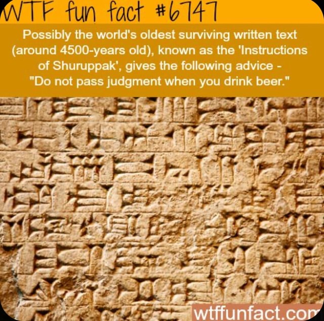 Tun tact Possibly the world's oldest surviving written text (around ...
