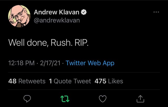 Andrew Klayan Well done, Rush. RIP. td - iFunny Brazil