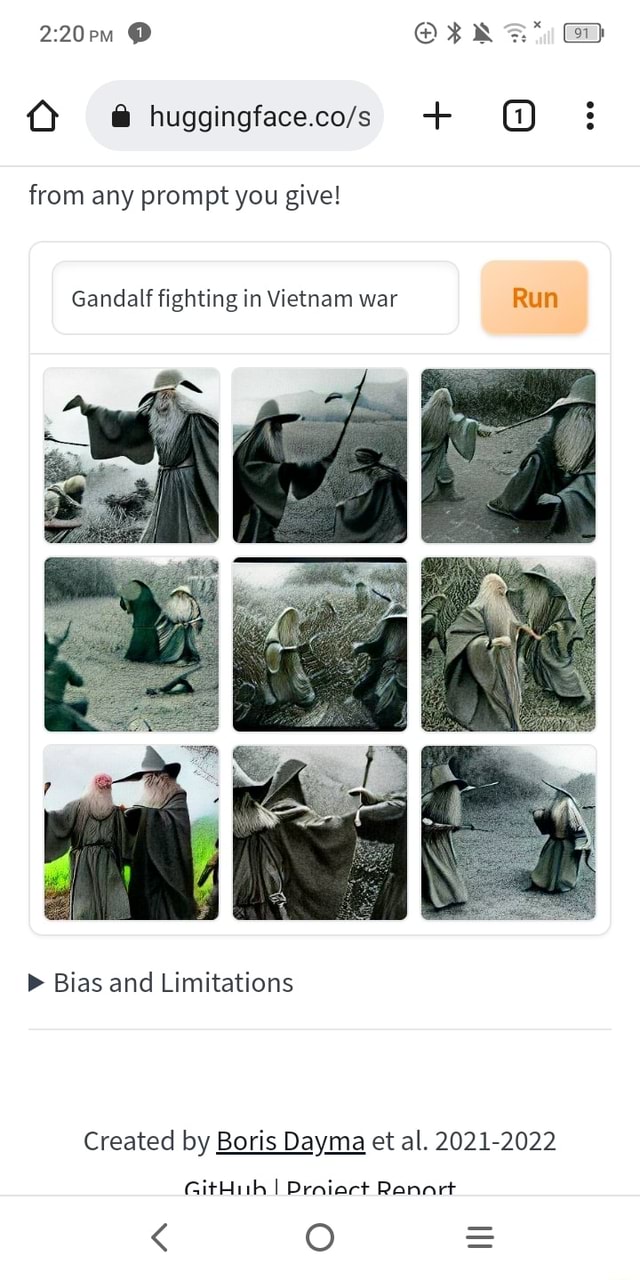 from any prompt you give! Gandalf fighting in Vietnam war Run Bias and ...