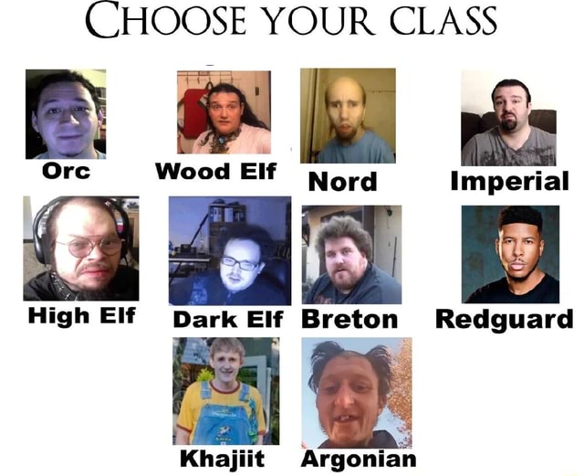 (CHOOSE YOUR CLASS Wood Elf Nord Imperial High Elf Dark Elf Breton ...