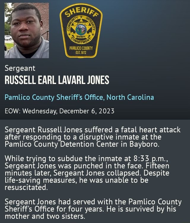Sergeant COUNTY RUSSELL EARL LAVAL JONES Pamlico County Sheriff's ...