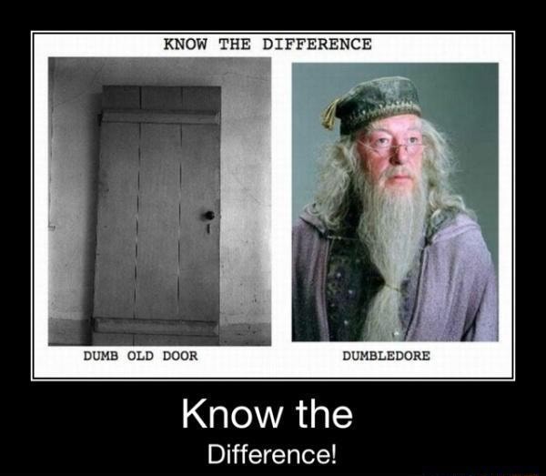 Very funny :) - KNOW THE DIFFERENCE DUMB OLD DOOR DUMBLEDORE Know the ...