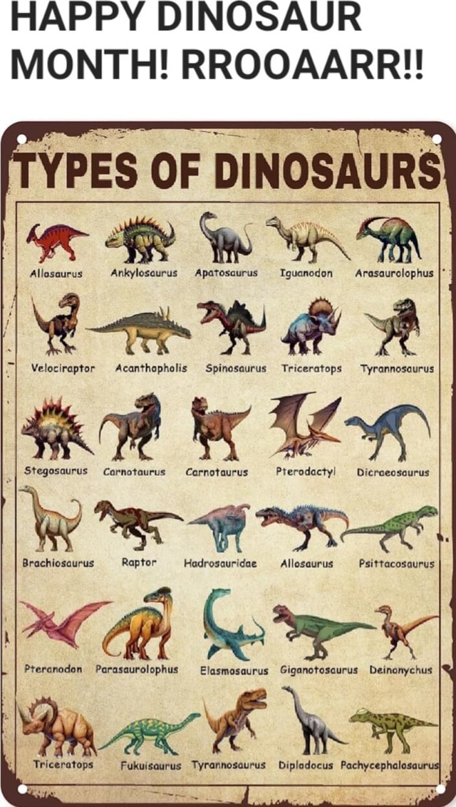 HAPPY DINOSAUR MONTH! RROOAARR!! OF Ankylosaurus Apatosaurus Iquanodon ...