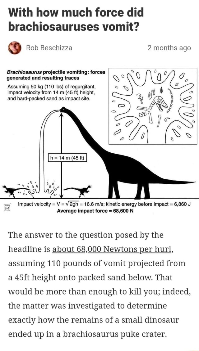 With how much force did brachiosauruses vomit? Rob Beschizza 2 months ...