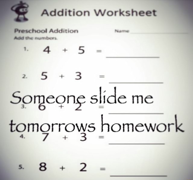 'Addition Worksheet Addition Name the numbers + S slide me _tomorrows ...