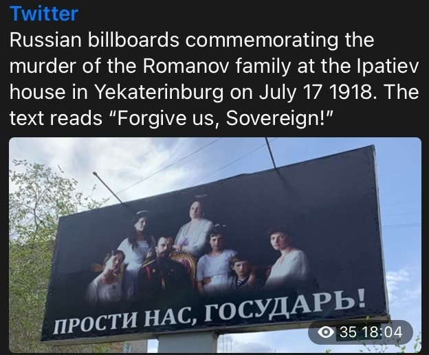 Twitter Russian billboards commemorating the murder of the Romanov ...