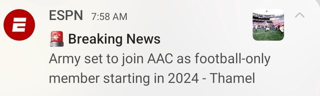 ESPN AM Breaking News Army set to join AAC as football-only member ...