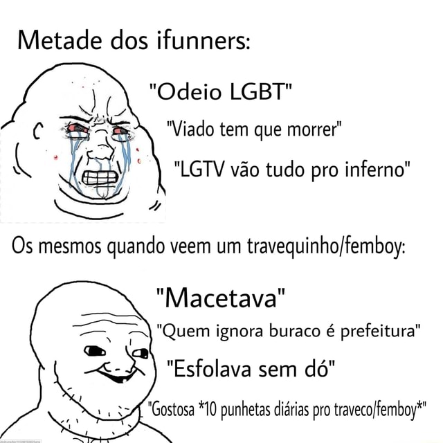 Metade dos ifunners: "Odeio LGBT" "Viado tem que morrer" "LGTV vão tudo ...