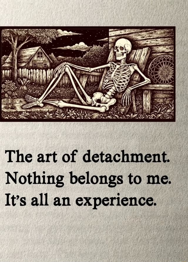 The art of detachment. Nothing belongs to me. It's all an experience ...