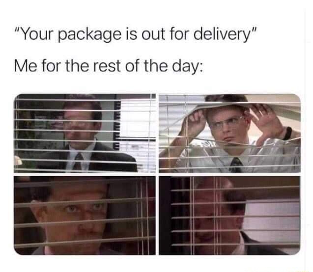 "Your package is out for delivery" Me for the rest of the day: - iFunny ...