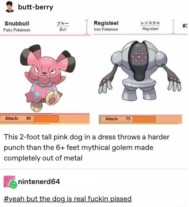 Butt-berry Snubbull Registee! Fairy Pokemon Bull Iron Pokemon Registee ...