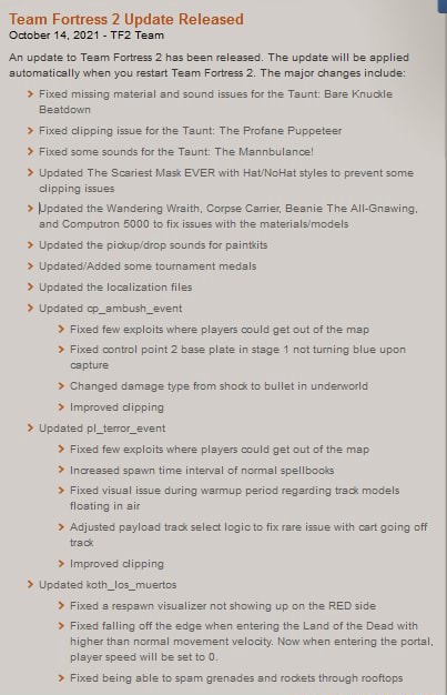 Team Fortress 2 Update Released October 14, 2021 Team 'An update Team ...