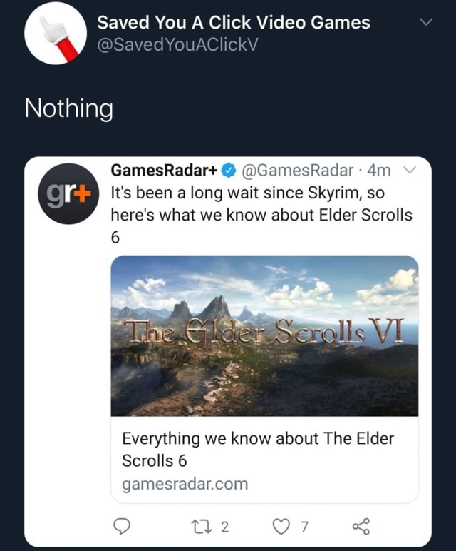 Saved You A Click Video Games @SavedYouAClickV Nothing GamesRadar+ ...