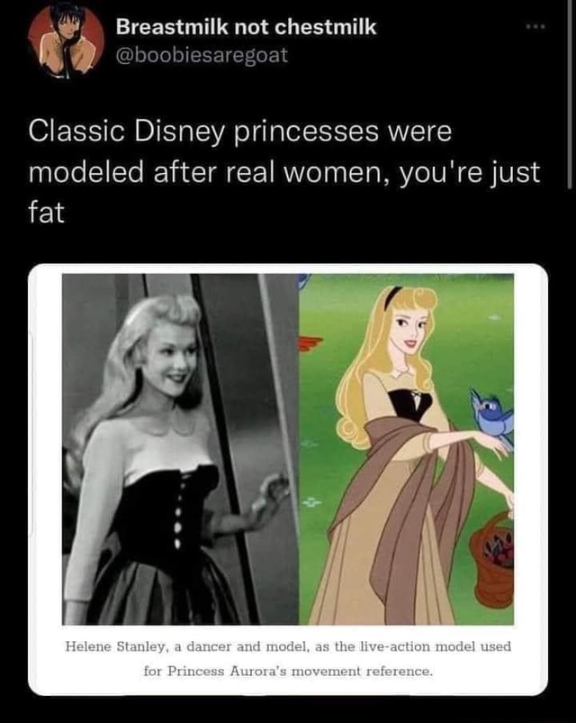 Breastmilk not chestmilk egoat Classic Disney princesses were modeled ...