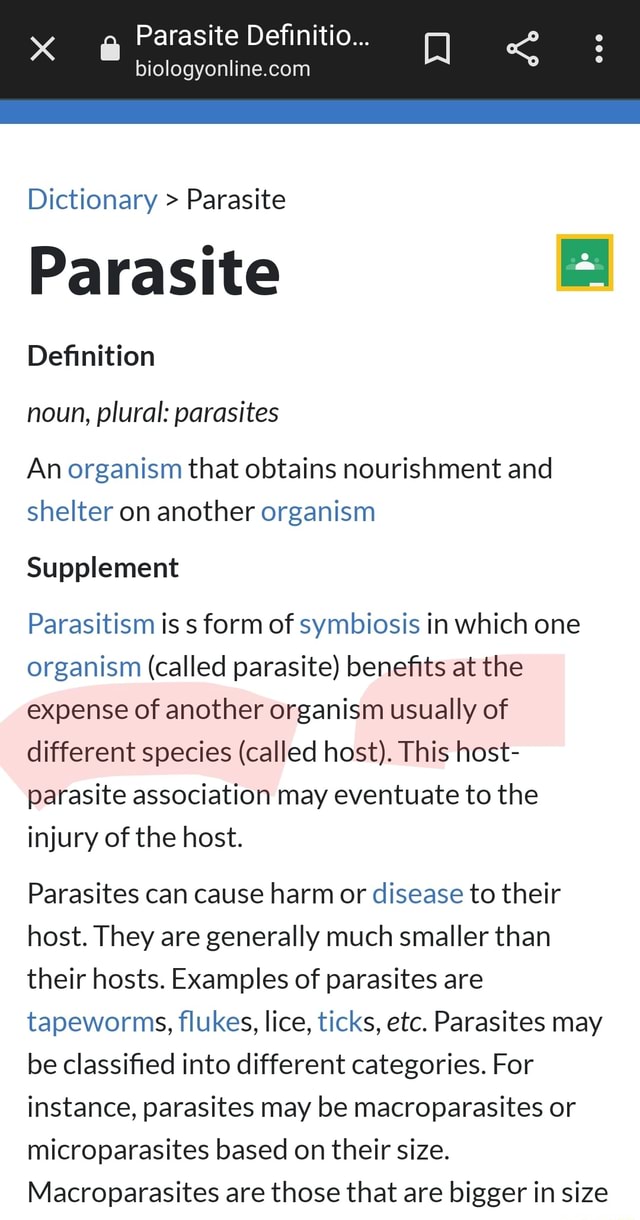 Parasite Definitio... Dictionary > Parasite Parasite Definition noun ...