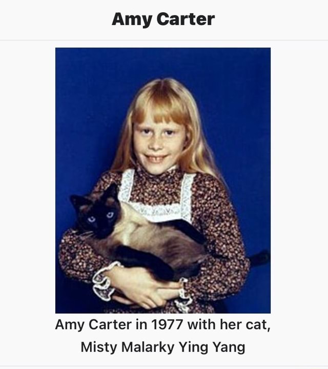 Amy Carter Amy Carter In 1977 With Her Cat Misty Malarky Ying Yang Ifunny Brazil