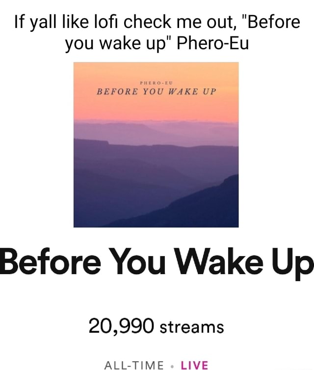 If yall like lofi check me out, "Before you wake up" Phero-Eu PHERO -EU BEFORE YOU WAKE UP ...