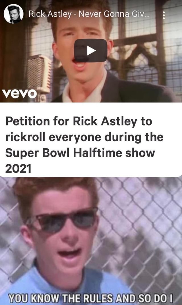 Rick Astley - Never Gonna Giv... vevo Petition for Rick Astley to ...