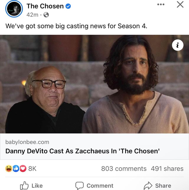 The Chosen We've got some big casting news for Season 4. I Danny DeVito ...