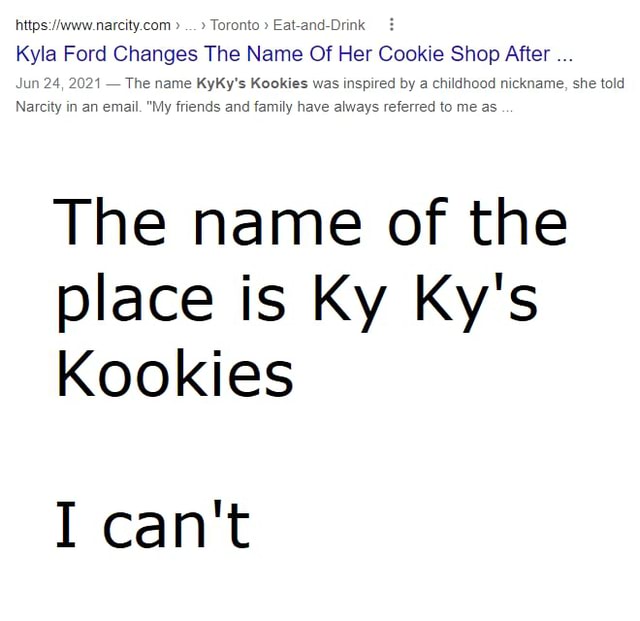 " Toronto Eat-and-Drink Kyla Ford Changes The Name Of Her Cookie Shop ...