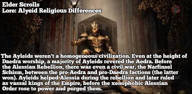Elder Scrolls V} Lore: Alyeid Religious Differences 5 ªº 7: The Ayleids ...