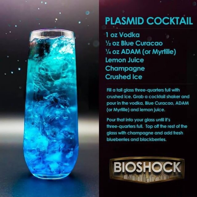 PLASMID COCKTAIL 1 Vodka oz Blue Curacao Yo oz ADAM (or Myrtille) Lemon ...