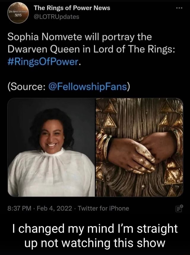 3 The Rings of Power News @LOTRUpdates Sophia Nomvete will portray the ...