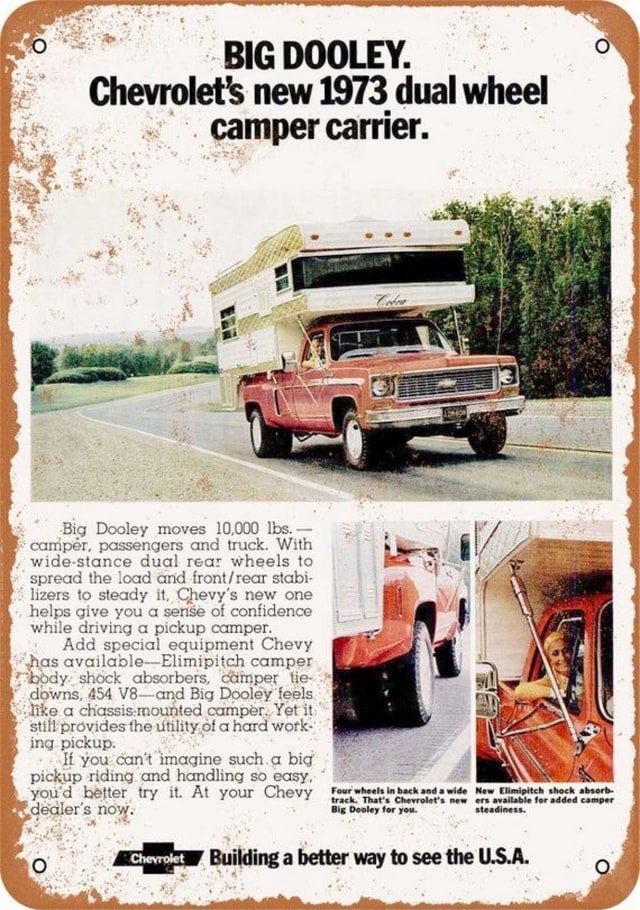 BIG DOOLEY. Chevrolet's new 1973 dual wheel Camper carrier. Big Dooley ...
