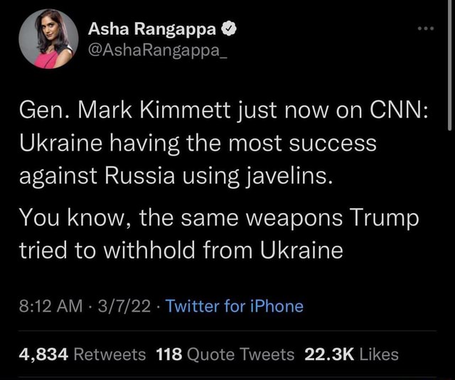 Asha Rangappa Gen. Mark Kimmett just now on CNN: Ukraine having the ...