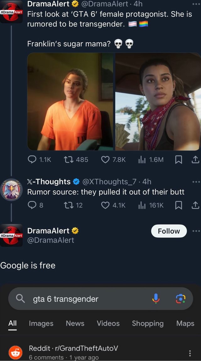 DramaAlert @DramaAlert- First look at 'GTA 6' female protagonist. She ...