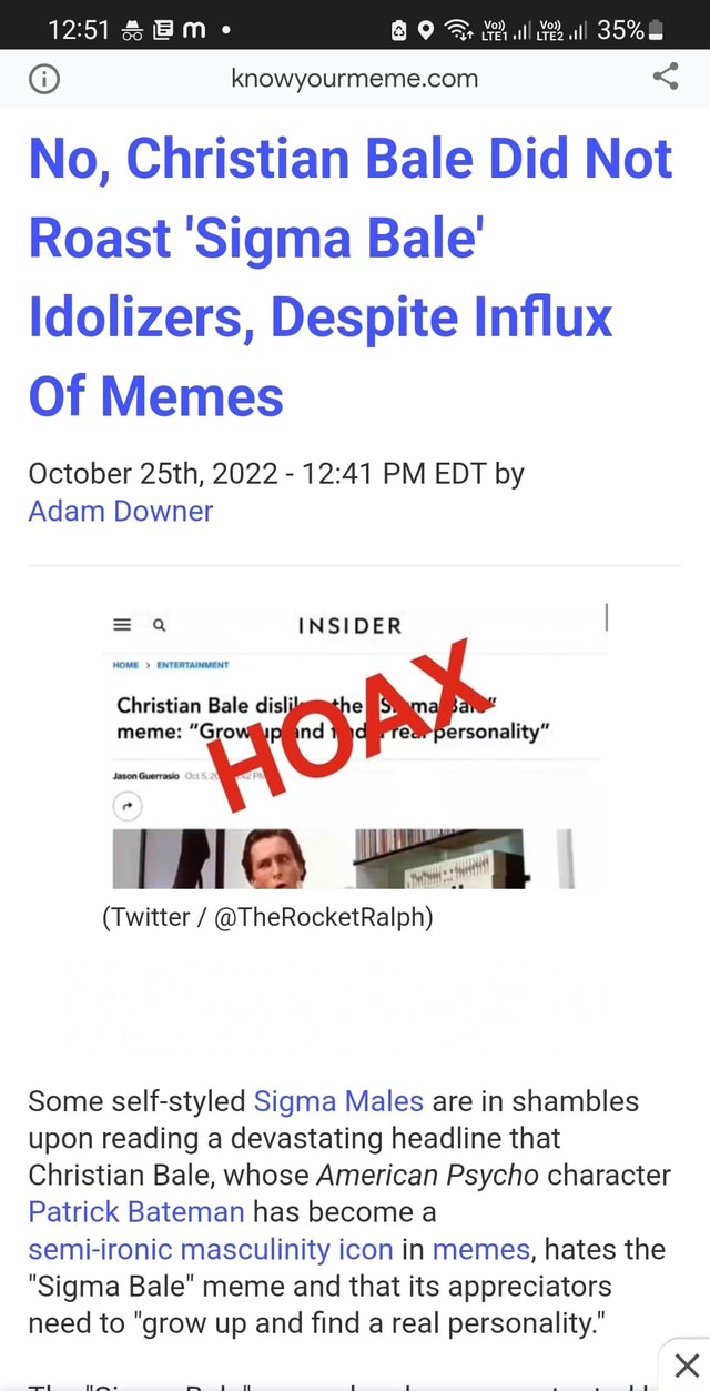 All @ ENTERTAINMENT Christian Bale meme: "Grow ersonality" (Twitter ...