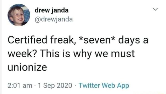 \ drew jenda @drewjanda Certified freak, "seven* days week? This is why ...