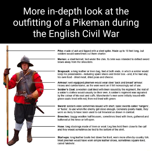 More in-depth look at the outfitting of a Pikeman during the English ...