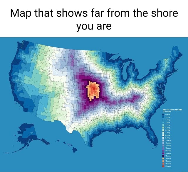 Map that shows far from the shore you are How Far Fram The Coast? it ...