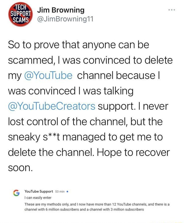 SUPPORT Jim Browning Giy @JimBrowning11 So to prove that anyone can be ...