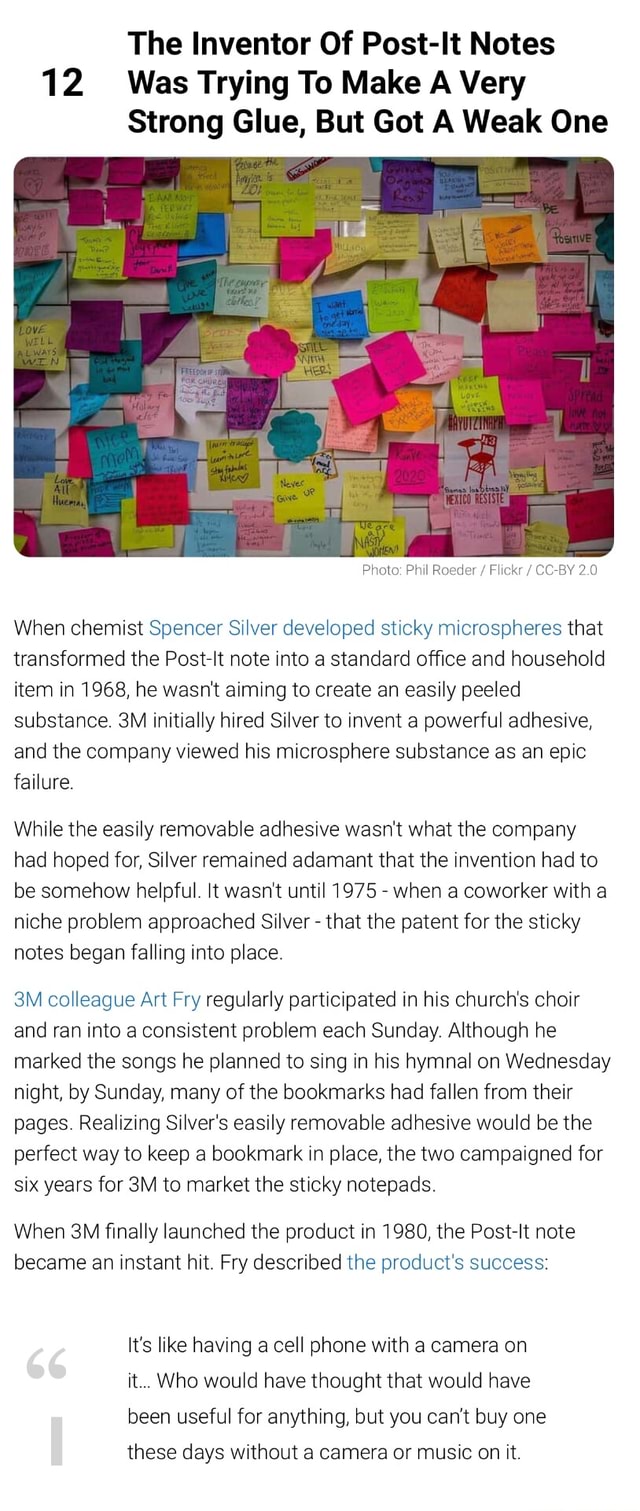 The Inventor Of Post-It Notes 12 Was Trying To Make A Very Strong Glue ...