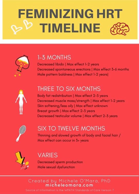 Created by Michele O'Mara, P FEMINIZING HRT TIMELINE 1-3 MONTHS ...