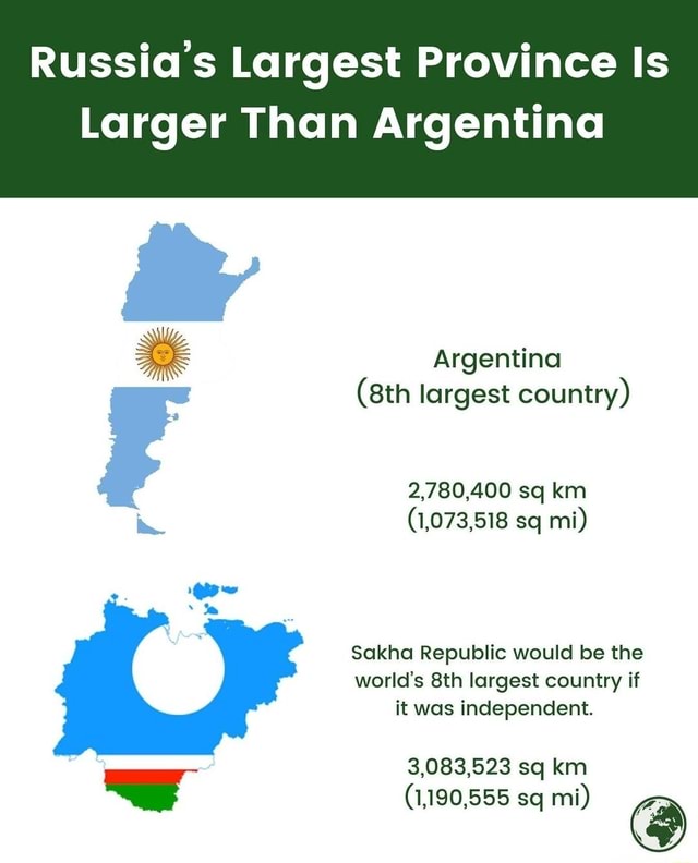 Russia's Largest Province Is Larger Than Argentina Argentina (Sth ...