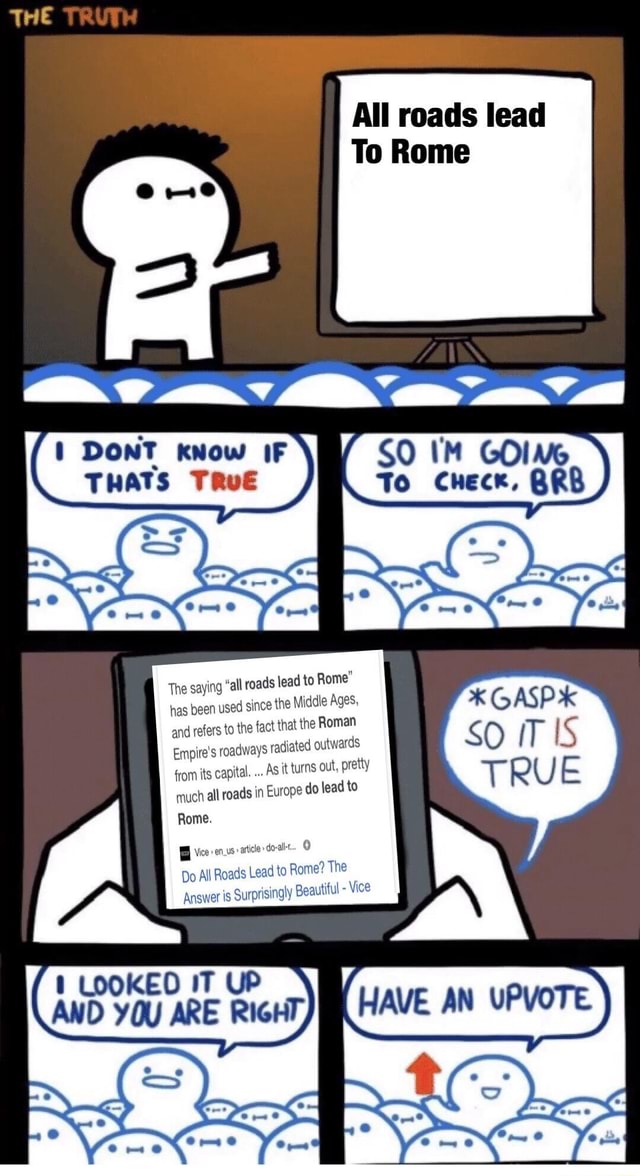 THE All roads lead To Rome DONT KNow IF THATS TRuE To To The saying ...