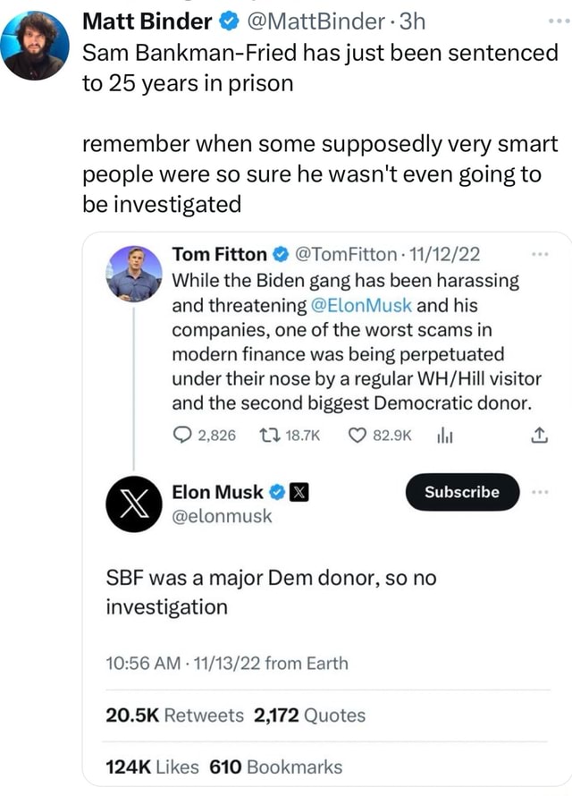 Matt Binder @ @MattBinder Sam Bankman-Fried has just been sentenced to ...