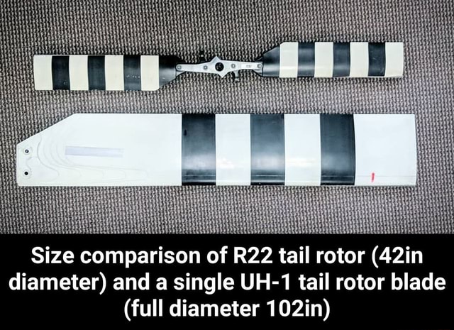 Size comparison of R22 tail rotor (42in diameter) and a single UH-1 ...