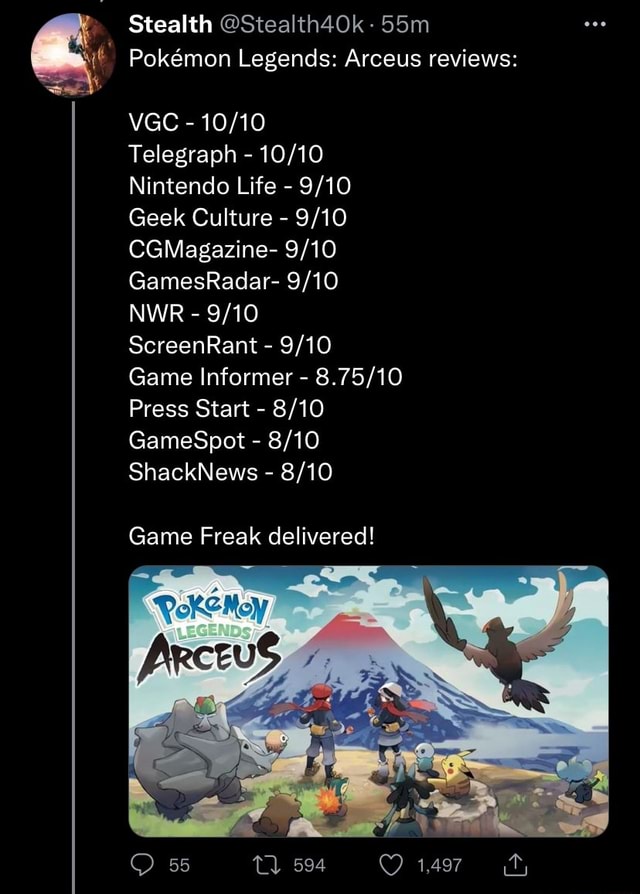 Stealth @Stealth40k- Pokemon Legends: Arceus reviews: VGC - Telegraph ...