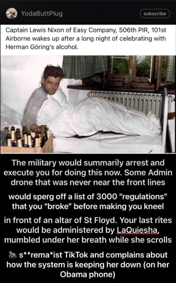 Captain Lewis Nixon of Easy Company, 506th PIR, 101st Airborne wakes up after a long night of ...